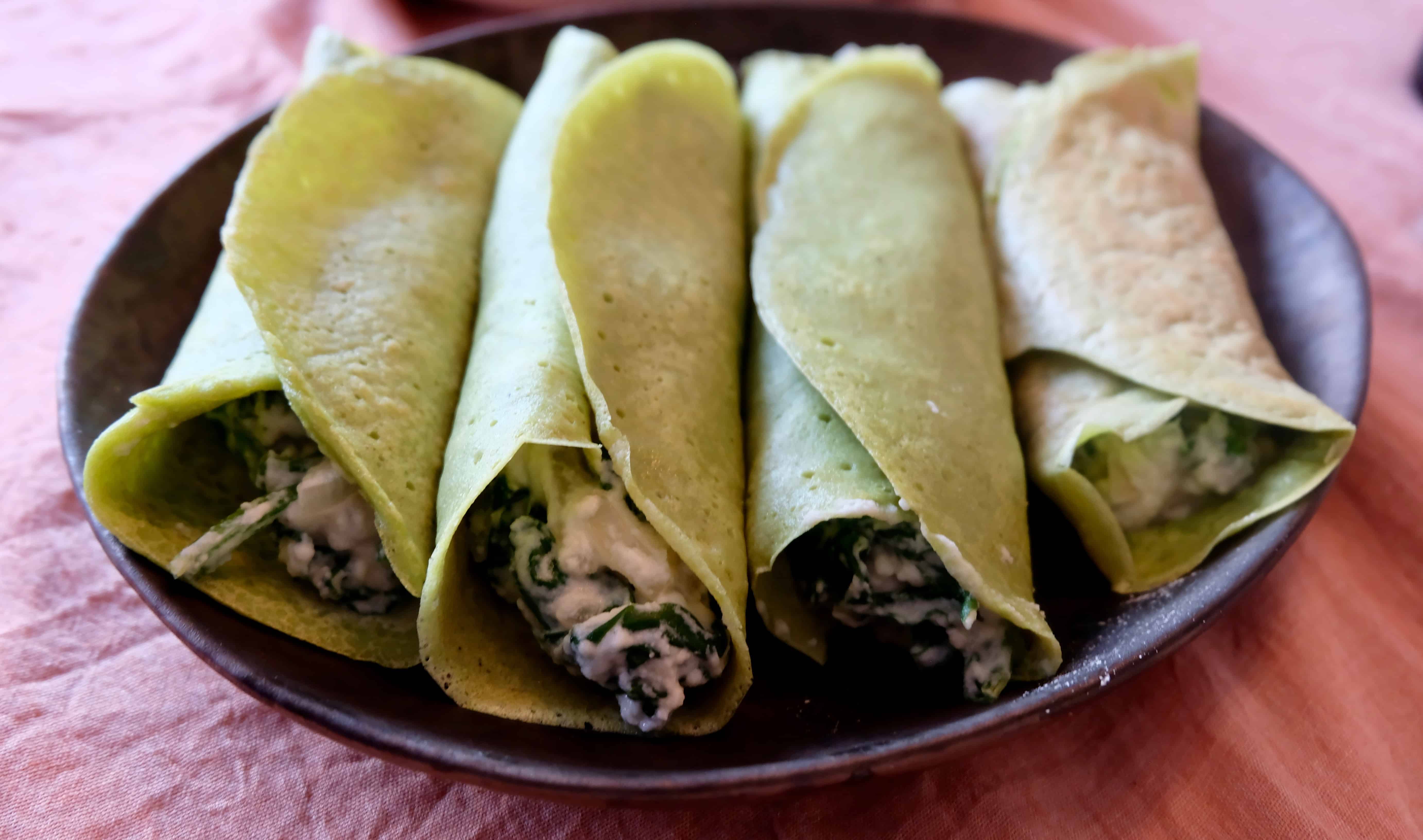 CHICKPEA CREPES WITH ALMOND RICOTTA - Marinola